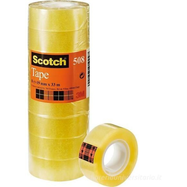 Nastro Scotch in PPL trasparente - 19 mm x 33 m (conf. 8 ...