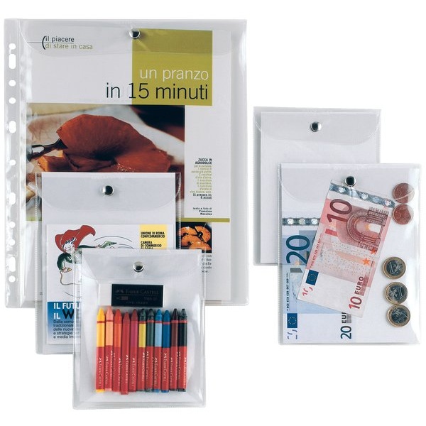 Buste forate con bottone A4 Sei Rota Press E trasparenti - formato ...