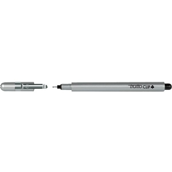 Penna punta in fibra Tratto Clip nera - 0,3 mm (conf. 12 ...
