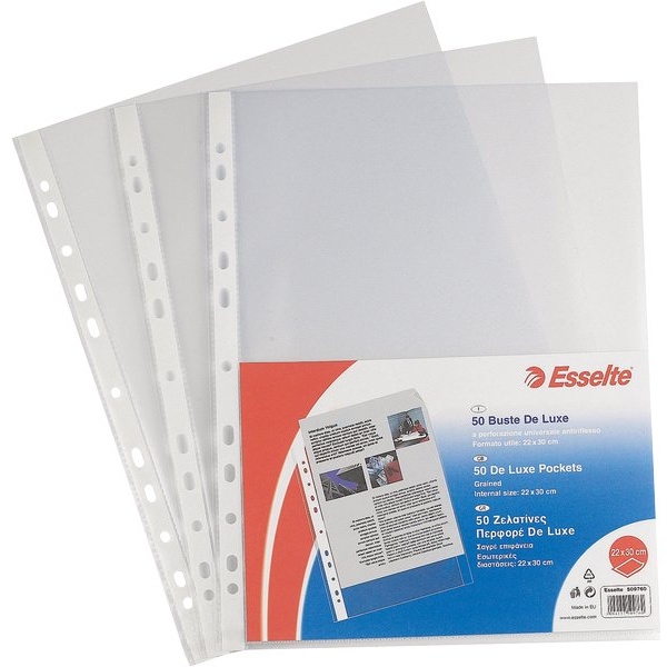 Buste forate trasparenti A4 Esselte Copy Safe Office medio spessore - liscia 22x30 cm (conf. 50 ...