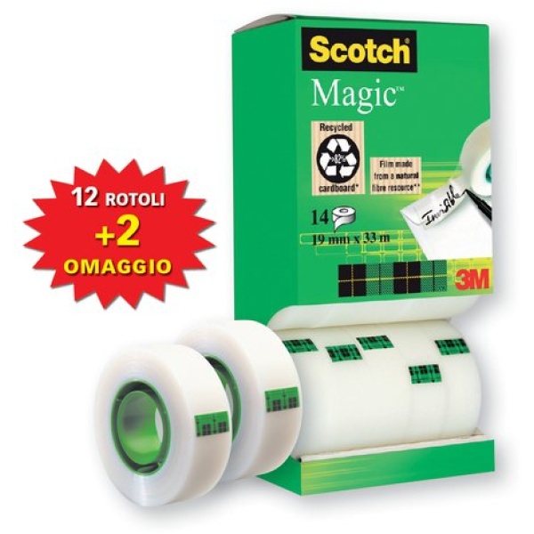 Nastro invisibile Scotch Magic trasparente - 19 mm x 33 m (conf. 14 ...