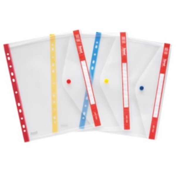 Buste forate con bottone A4 Plastidea rosse - formato 24,5x30 cm (conf ...