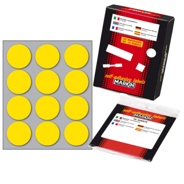 Etichette multiuso gialle Markin - Ø 34 mm - 120 etichette | UfficioDiscount.it