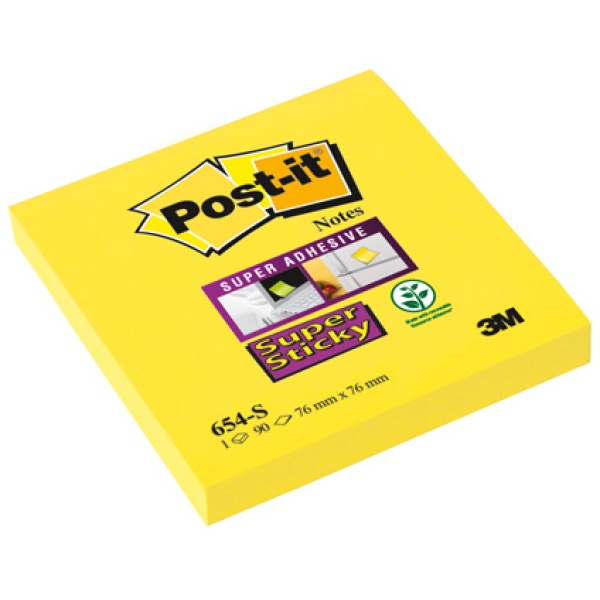 Blocchi memo adesivi Post-It Super Sticky giallo neon - 76x76 mm - 90 ...