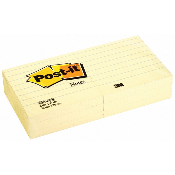 Blocchi memo adesivi Post-It a righe giallo canary - 76x76 mm - 100 ...