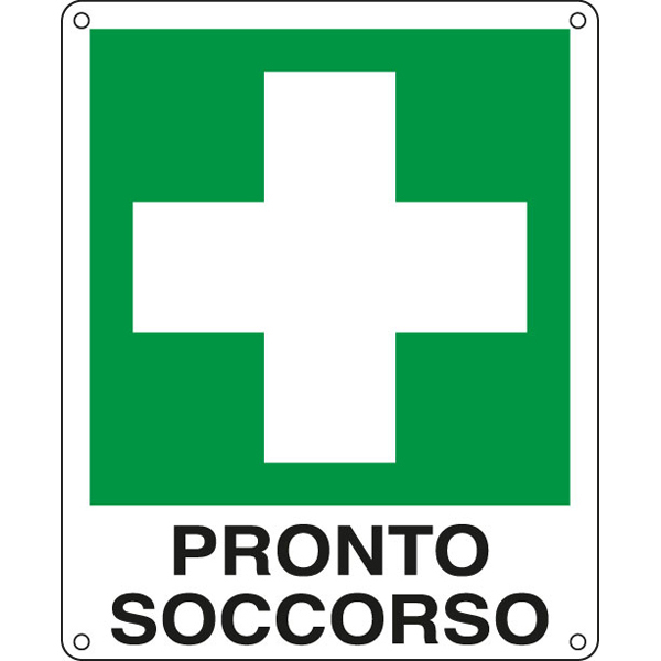 Cartello alluminio 12x14,5cm 'pronto soccorso' | UfficioDiscount.it